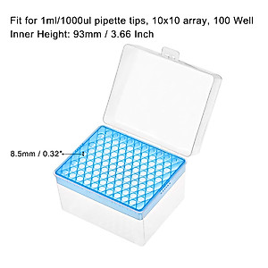 uxcell Pipette Tips Box 100-Well Polypropylene Tip Holder Container for 1ml /1000ul Pipettor 8.5mm Hole Diameter 2Pcs