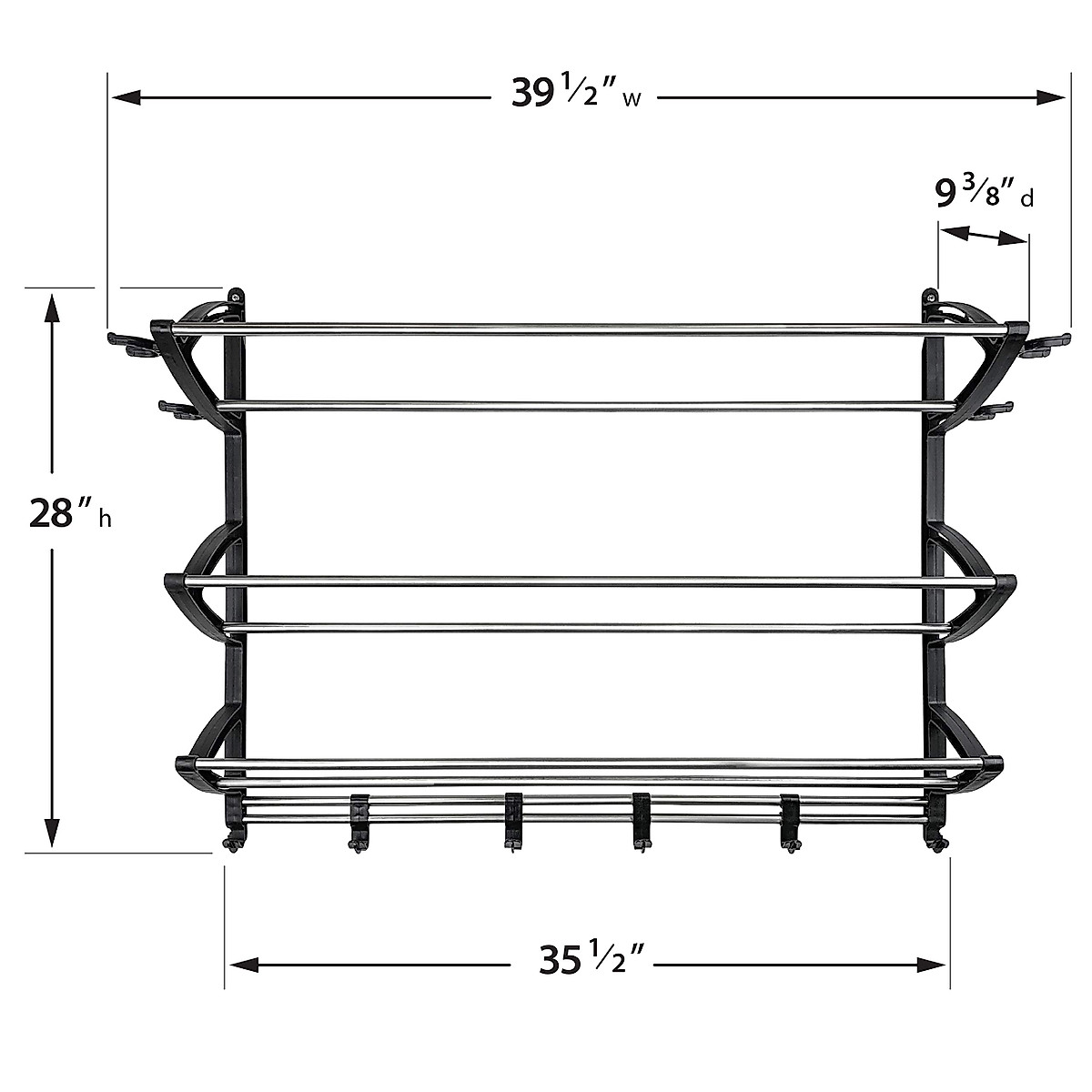 Lynk® Sports Rack Garage Organizer - Sports Equipment Storage Wall Mount - Black