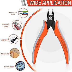 ValueMax Flush Wire Cutters, 3 Pack 5 Inch Precision Micro Cutter Anti-Slip Flush Cut Pliers, Diagonal Side Cutters for Electronics, Aluminum, Jewelry, 3D Printing, and Soft Copper Wire
