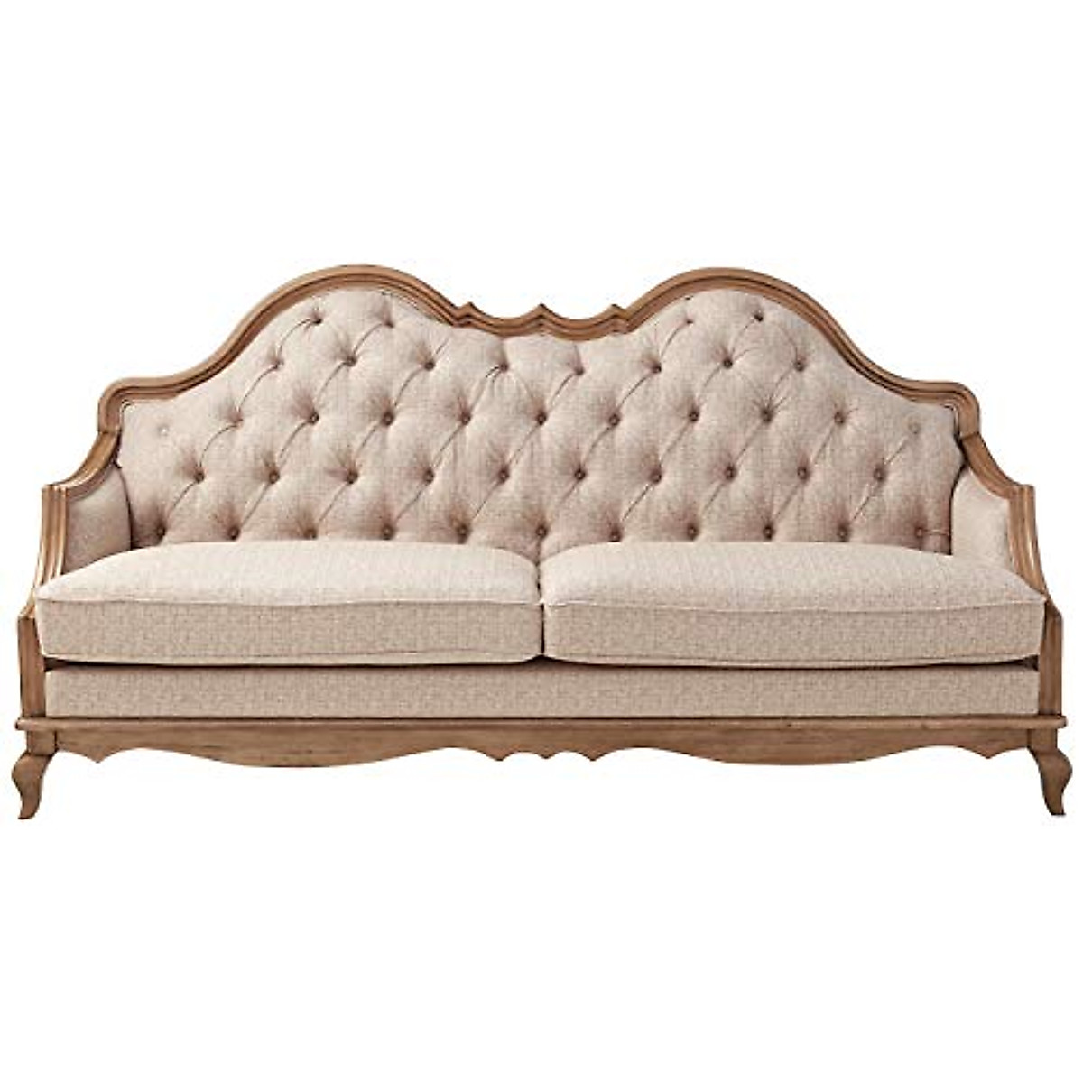 ACME Chelmsford Sofa w/5 Pillows - 56050 - Beige Fabric & Antique Taupe