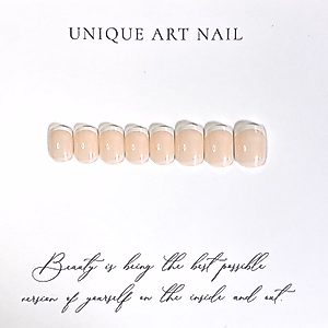 White French Tip Press on Nails Short Square Fake Nails Glossy Pink Glue on Nails Full Cover False Nails with Designs White Nail Tips Acrylic Nails Extra Short Press on Nails for Women Manicure 24Pcs