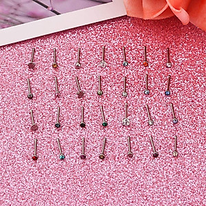 Zolure 20 Gauge Nose Stud Rings Surgical Steel Nose Pin Bone Studs Nose Piercing Jewellery Set Silver