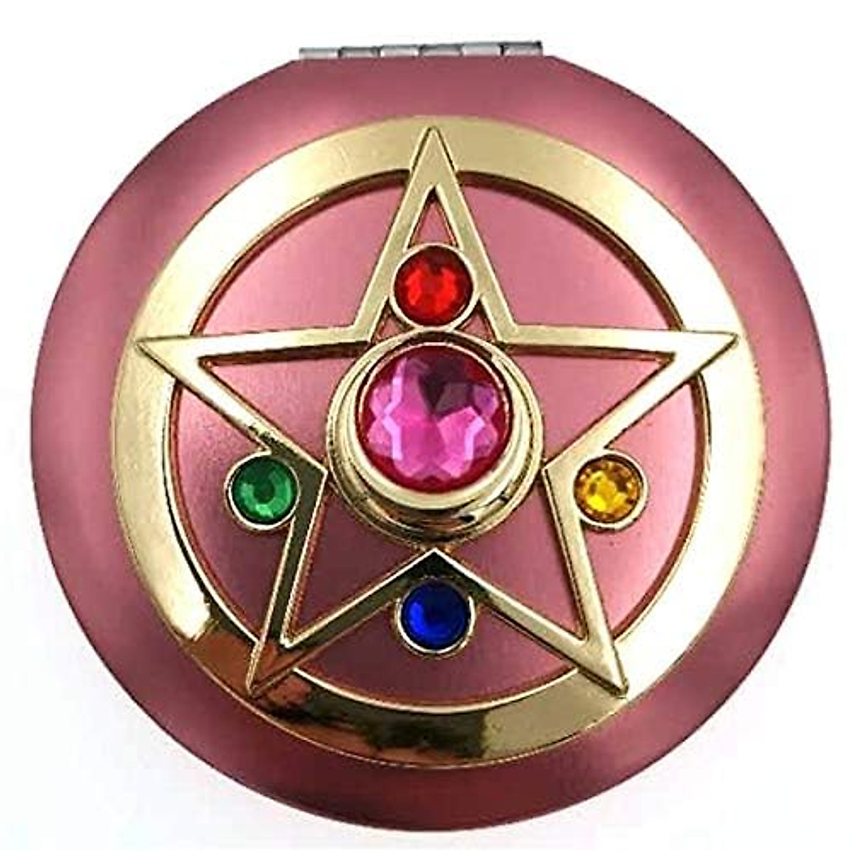 Makeup Compact Mirror Personal Makeup Mirror Portable Travel Handheld Foldable Double Sided Mirror with Crystal Star Miao WU