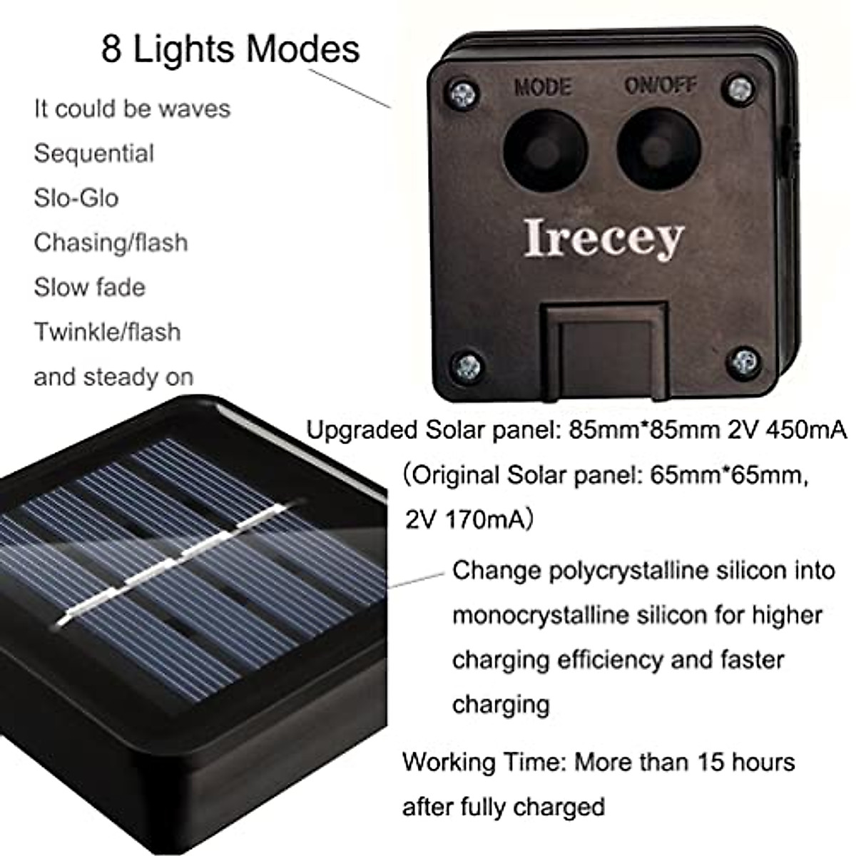 Solar String Lights Globe 38 Feet 66 Crystal Balls Waterproof LED Fairy Lights 8 Modes Outdoor Starry Lights Solar Powered String Light for Garden Yard Home Party Wedding Decoration (White-66LED)