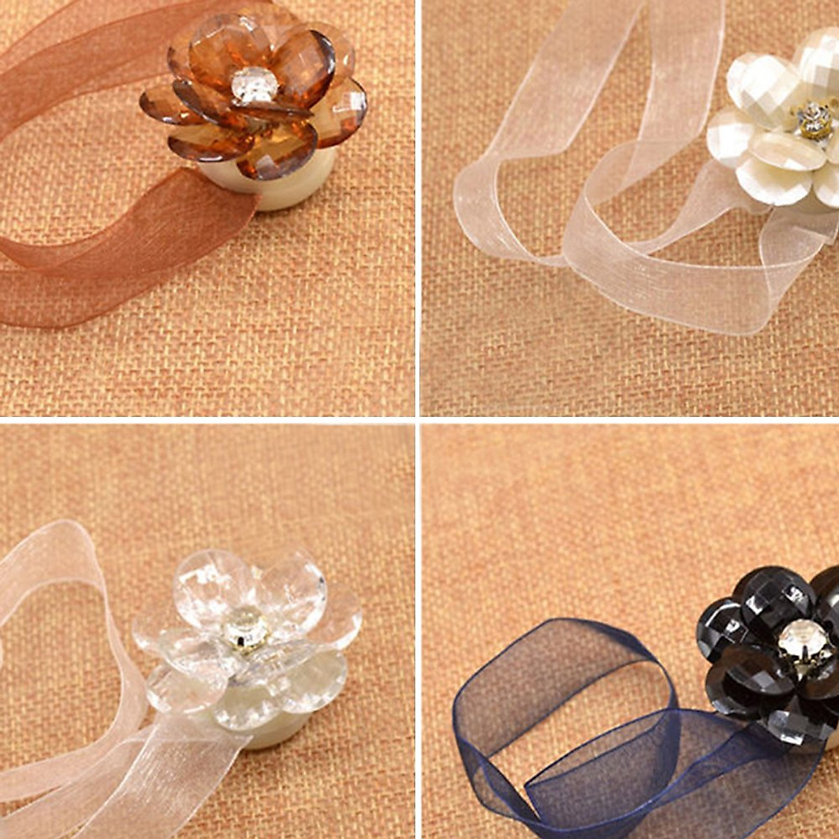 Mggsndi Floral Flower Magnetic Tiebacks Voile Net Door Curtains Ribbon Tie Backs Clip Tie - Convenient Drape TieBacks - for Window Sheer Blackout Draperies Home Office Decorative Coffee