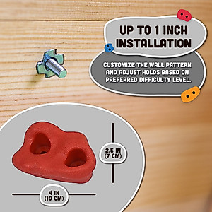 Squirrel Products 10 Large Assorted Rock Climbing Holds with Mounting Hardware - DIY Rock Wall - Ages 3+