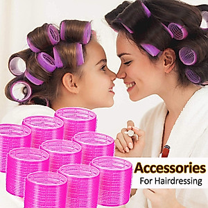Super Jumbo Hair Rollers, 12 Pack Self Grip Salon Hairdressing Curlers, Hair Curlers Sets, DIY Curly Hairstyle for Long Hair, Colors May Vary, Jumbo Plus