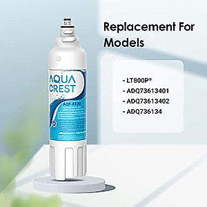 AQUA CREST ADQ73613401 Refrigerator Water Filter, Replacement for LG® LT800P®, ADQ73613402, ADQ73613408, ADQ75795104, 46-9490, LSXS26326S, LMXC23746S, LMXC23746D (Pack of 3)