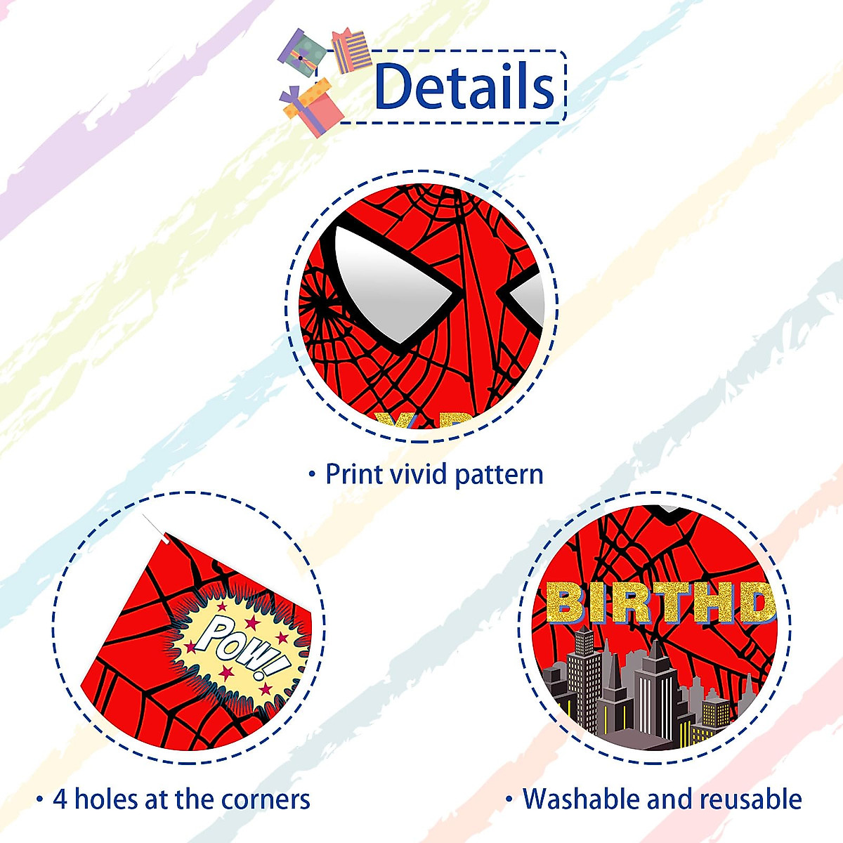 RoadSea Cartoon Sign Birthday Backdrop Banner - Kid Girl Boy Birthday Party Background - Cartoon Movie Theme Boy Birthday Party Photography Background Decorations - 6 x 4 Feet