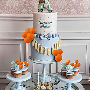 Gyufise 30Pcs Balls Cake Toppers Ball Cake Picks Foam Ball Shaped Cupcake Toppers Mini Balloons Baby Shower Cake Decorations for Wedding Enaggement Bridal Shower Birthday Party Supplies Orange