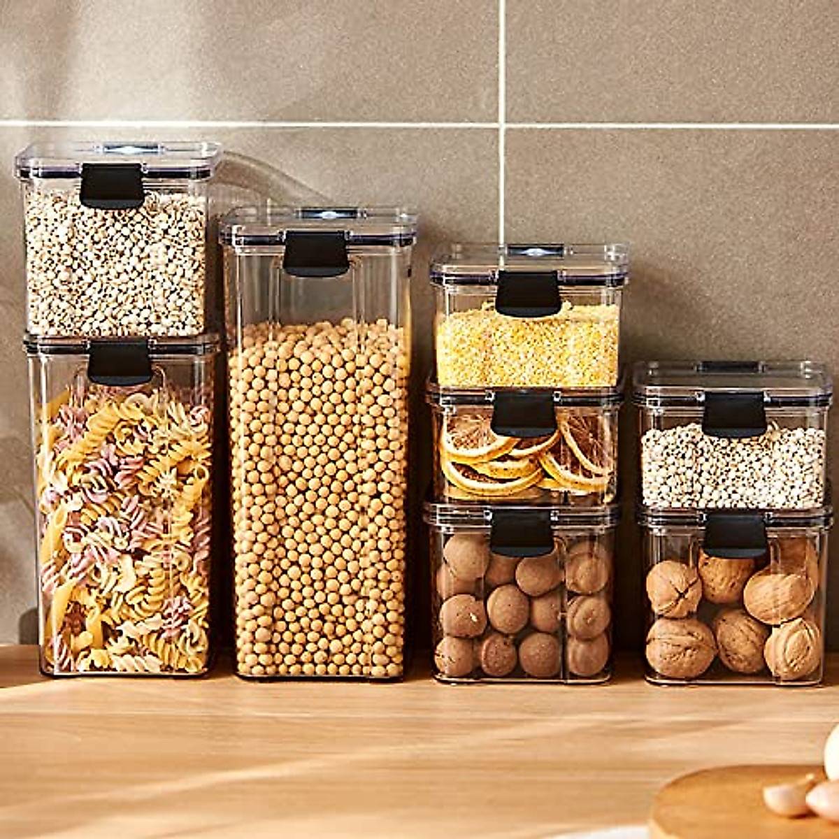 Viadha Food Storage Containers with Airtight Lids, Plastic Kitchen Storage Containers Sealed Jar for Pantry Organization & Storage, BPA-Free, for Cereal, Rice, Pasta, Flour, Sugar (460ml)