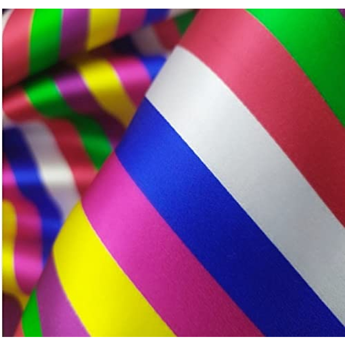 Saekdong Multi-Color Striped Fabric by The Yard for Korean Hanbok Sewing DIY Crafting Fashion Design, Blue, White, Red, Green, Purple, Yellow, Pink, (35 x 35 inches)