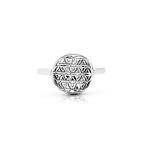 Flower of Life Ring Sterling Silver 925 Sacred Geometry Flower of Life Yoga jewelry Sizes Us 6 7 8 9 (7)