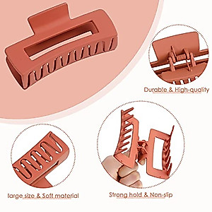 4.1 Inch Large Hair Claw Clips 8 Pcs Rectangle Hair Clips Big Hair Clips for Thick Hair Nonslip Rectangular Hair Clips Acrylic Banana Jaw Clips Hair Accessories for Women and Girls (Khaki)