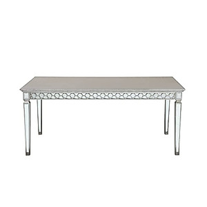 Acme Furniture Varian Dining Table, Mirrored & Antique Platinum