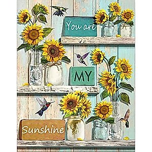 ICECHEN Sunflower Diamond Painting Kits for Adults, 5D Hummingbird Diamond Art for Adults DIY 5D Dimond Paintings Round Full Drill Painting with Diamonds Kits Diamond Dots Home Decor 12x16inch Clear