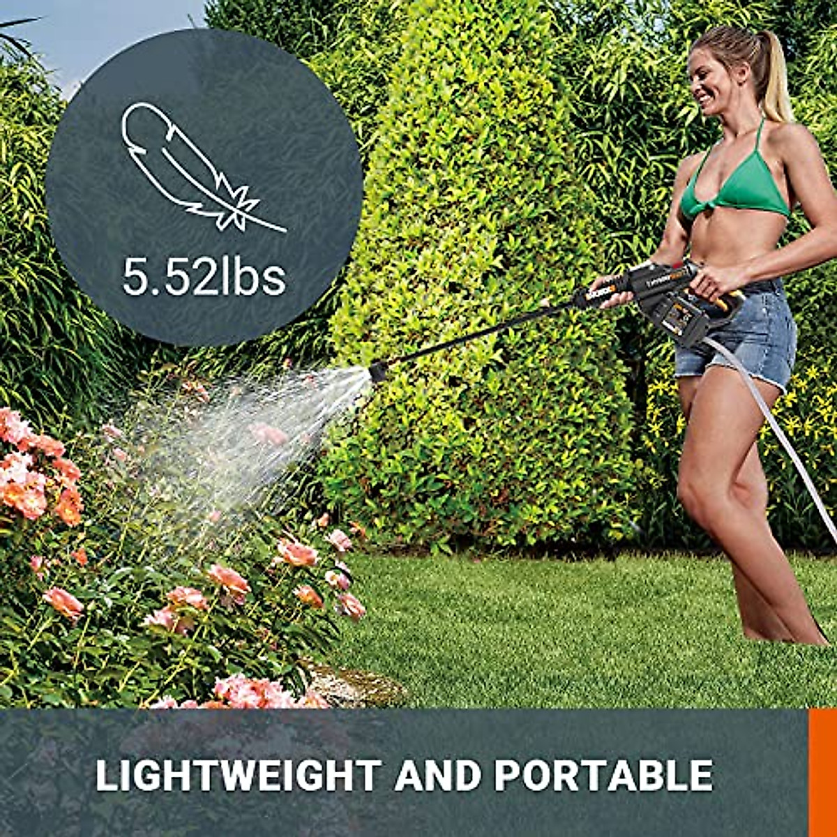 WORX 20V Brushless Hydroshot WG630.2 Cordless High Flow Pressure Washer, Car Washer, Home Cleaner Portable Garden Watering, PowerShare, 5-in-1 Adjustable Nozzle, 1 * 4.0Ah Battery & Charger Included