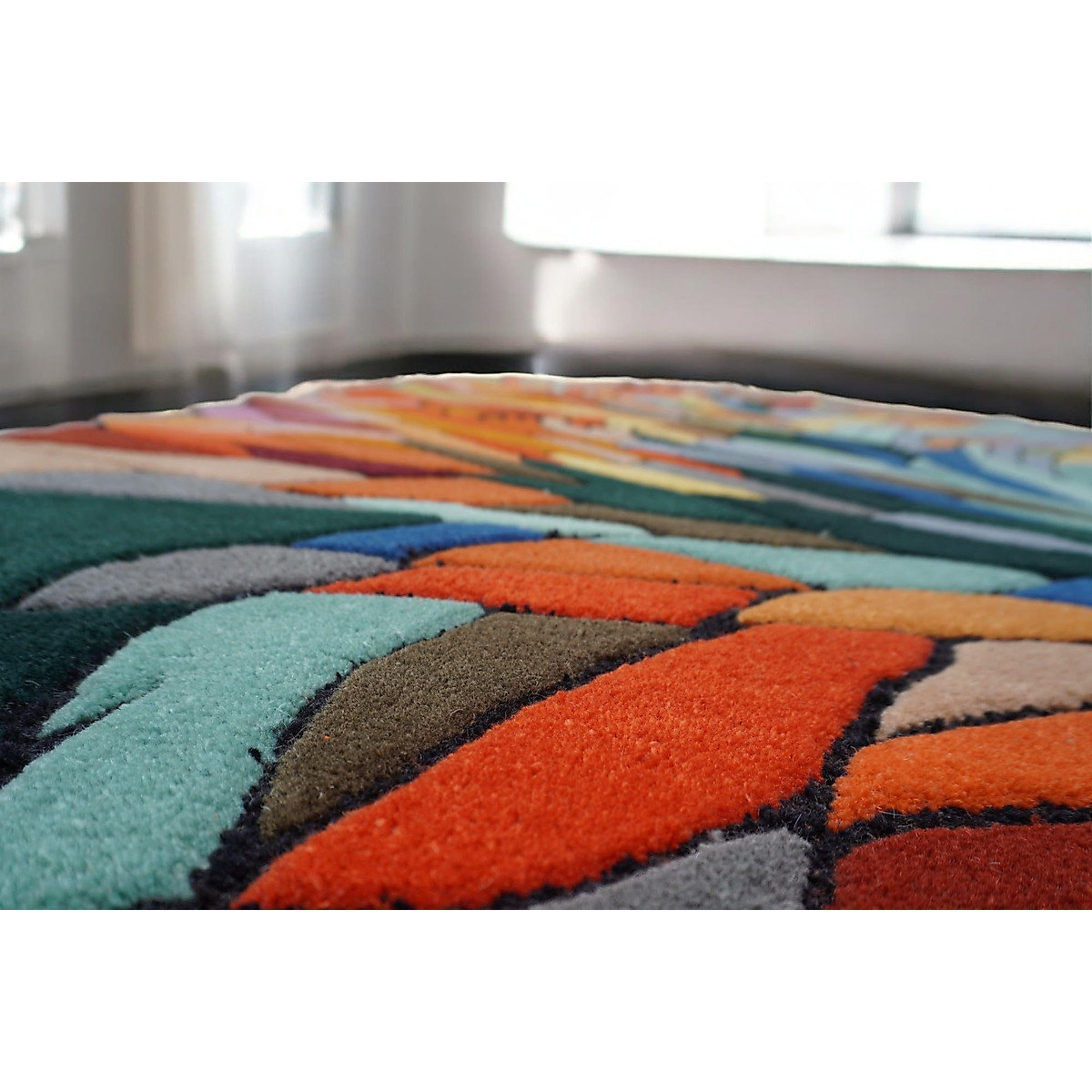 Handmade Irregular Shape Wool Area Rug | Unique Contemporary Botanical Design, Thick & Soft Carpet | Perfect for Living Room, Bedroom Decor (4 x 6 FT)