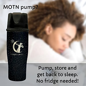 CERES CHILL Mini Breastmilk Chiller Demigoddess, Reusable Breastmilk Storage Container, Keeps Milk at Safe Temperatures for Up to 16 Hours,Bottle Cooler,Connects W/Most Major Pumps (Shimmering Black)