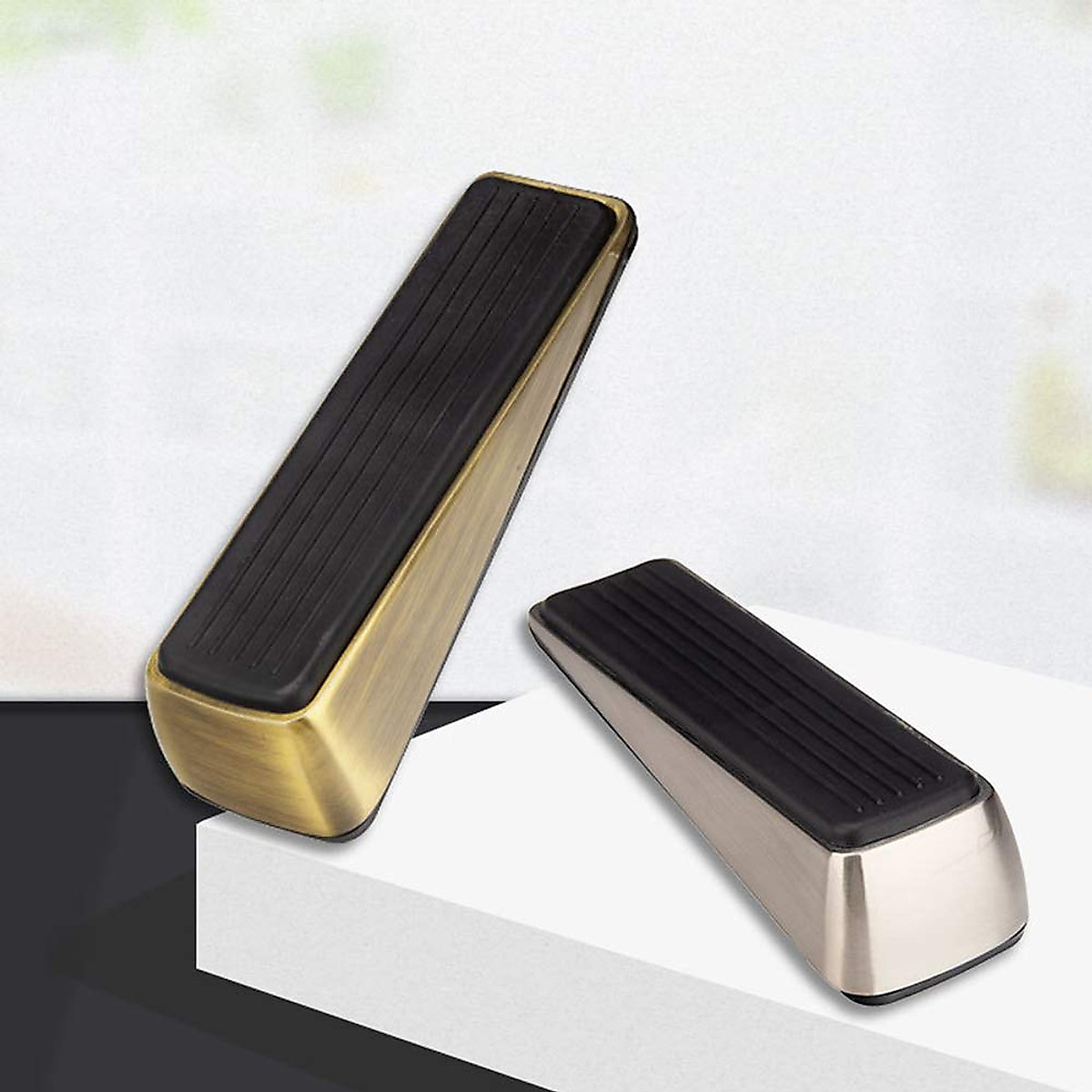 Metal Door Stop, Heavy Duty Door Stop, Anti-Scratch/Rust Wedge Stopper for Bottom of Door Rubber Heavy Doorstops Wedge Door Stoppers