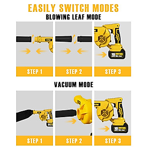 Alloyman Leaf Blower, 20V Cordless Leaf Blower, with 4.0Ah Battery & Charger, 2-in-1 Electric Leaf Blower & Vacuum for Yard Cleaning/Snow Blowing.