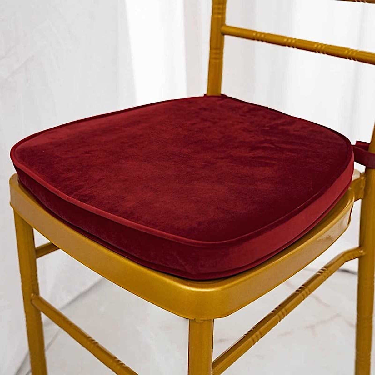 BalsaCircle 2 in Thick Wine Velvet Chiavari Chair Cushion with Removable Cover Wedding Party Reception Dinner Catering Decorations