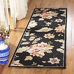 SAFAVIEH Chelsea Collection 2'6" x 6' Black HK306B Hand-Hooked French Country Wool Runner Rug