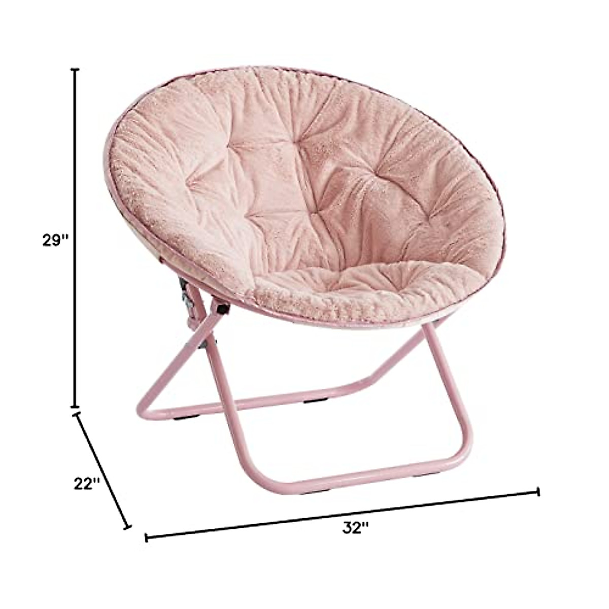 Urban Shop Faux Fur with Holographic Trim Foldable Saucer Chair, Blush