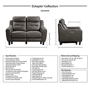 Lexicon Schuyler Power Double Reclining Loveseat, Grayish Brown