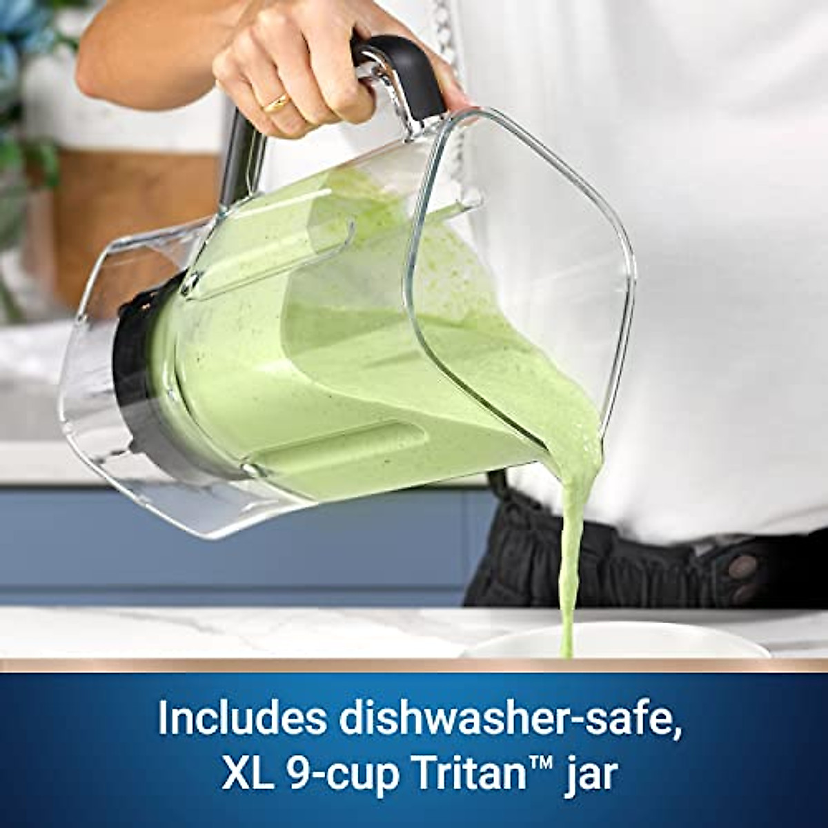 Oster Pro Series 2-in-1 Kitchen System with XL 9-Cup Tritan Jar, Food Processor and Tamper Tool, Dark Blue