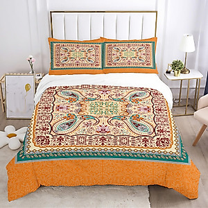 Microfiber Duvet Cover Set, Floral Texture Print Bedding Set Soft Breathable Quilt Cover with 1/2 Pillowcase, Luxury Home Decorations for Gift(US King 104"x90")