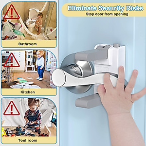 Childproof Door Lever Lock AOSITE 2 Pack Lever Door Lock Adhesive Baby Proof Door Handle Lever for Kids Child Safety Locks for Door Prevent Toddlers from Opening Doors No Drill Easy Open for Adults