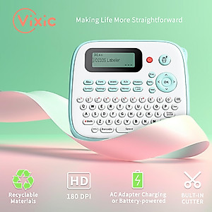 Vixic Label Maker Machine with Tapes - D210S 12mm Labeler, Portable Smart Label Maker with QWERTY Keyboard, Label Printer with Multiple Symbols Sticker for Home Office Organization School Supplies