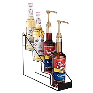 Mustry Coffee Syrup Rack for Coffee Bar Accessories, Fits with Torani and Monin Syrup, Coffee Bar Organizer Holds 4 Bottles