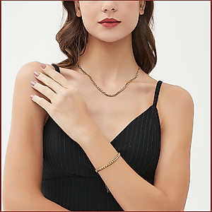 Jewlpire Gold Bracelet for Women, Dainty 18K Real Gold Plated Bracelets Jewelry for Women Cuban link Chain Bracelet Adjustable Trendy Jewelry Gifts