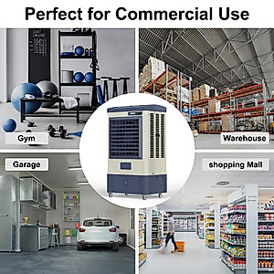 MEPTY 4800 CFM Portable Swamp Cooler, Evaporative Air Cooler with Continuous Auto Fill, Evaporative Cooler for Commercial, Industrial, Garage, Patio, Outdoor Use, 41Inch, 970sq.ft, Scroll Casters