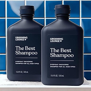 Grooming Lounge The Best Shampoo - Scalp Clarifying, Frizz Control Hair Wash for Men - Promotes Hair Length and Strength - Clean, Stimulating Peppermint Fragrance with Rosemary for Regrowth - 2 pack