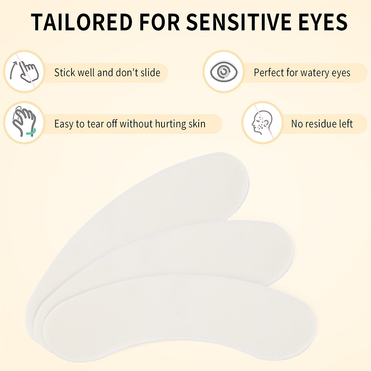 Miuffue 100 PCS Foam Eye Pads for Lash Extensions, Under Eye Pads for Eyelash Extensions, Micro-foam Lash Pads Lint Free, Stick Well, No Tape Needed, Hypoallergenic