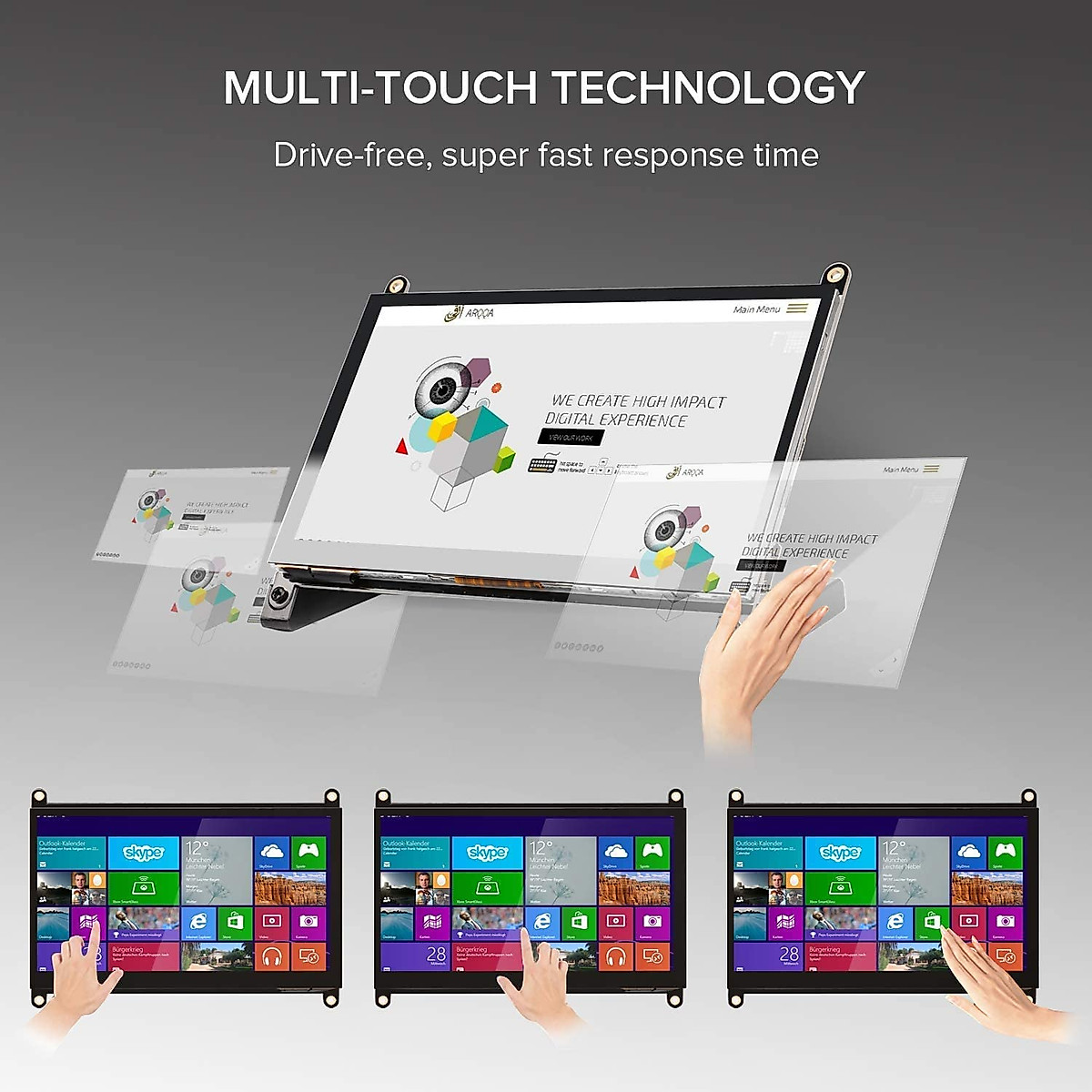 EVICIV Touch Screen 7" for Raspberry Pi, 1024X600 IPS Display Portable Monitor Dual-Speaker USB HDMI Computer Monitor Compatible with Raspb Pi 5/4/3/Zero/Windows/Drive-Free