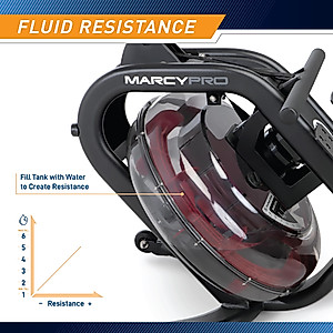 Marcy Pro Water Resistance Rower Rowing Machine for Home Gym LCD Monitor Tracks Time Distance Strokes and Calories NS-6023RW, Black/red/Silver