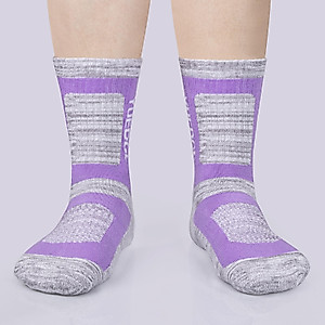 YUEDGE Women's Outdoor Hiking Socks Moisture Wicking Cotton Cushioned Crew Athletic Socks Padded Boot Socks For Women Size 6-9, Mulitcolor, 5 Pairs