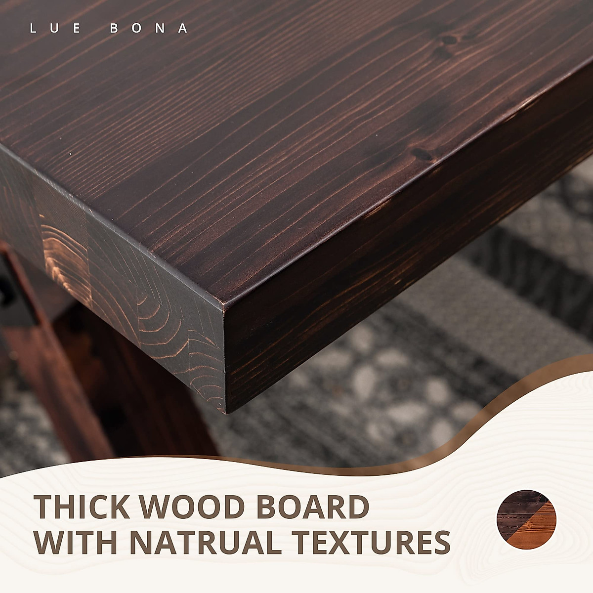 LUE BONA 71" Dining Table for 6-8 Solid Wood Farmhouse Kitchen Table with Natural Wood Grain for Home and Kitchen, Heavy Duty Rectangular Kitchen & Dining Table for Home and Dining Room Dark Brown