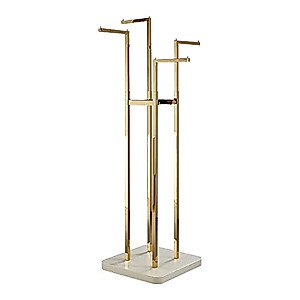 Etlegor Clothing Rack – Heavy Duty 4 Way Rack, Stainless Steel Floor Hanging Clothes Rack Adjustable Height Arms Thickened Base Perfect for Clothing Store Display with 4 Straight Arms