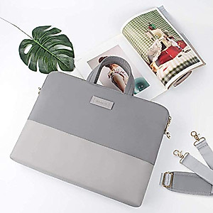 Laptop Bag for Women 13.3-Inch Carrying - Computer Bag Laptop Case Shoulder Slim Work Travel (Grey)