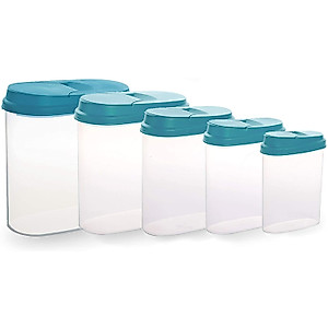 BINO 10-Piece Multi-Purpose Flip Lid Container Set – Kitchen Pantry Cereal & Dry Food Storage, Red