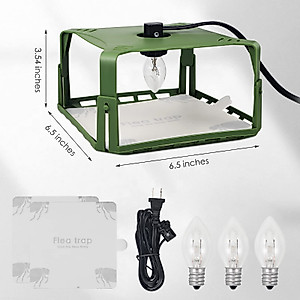 Flea Trap Indoor 2Pcs,Flea Strap Flea Killer Trap Pad Bed Bug Trap with 2 Glue Discs Odorless flea Light Bulb for Inside Your Home Like Fleas,Flies,Mosquitoes,Gnats,Moths