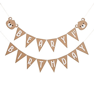 Beary First Birthday Banner - Bear First Birthday Decorations,Neutral Birthday Bear Theme Party Birthday Banner,1st Birthday Boy Decoration,My Beary 1st Birthday Banner