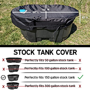 Polar Protector - 150 Gallon Oval Stock Tank Cover Ice Water Therapy Ice Bath Cover Cold Water Cover 150 Gallon Oval Stock Tank Waterproof Rip Proof Tough Keeps Tanks Clean