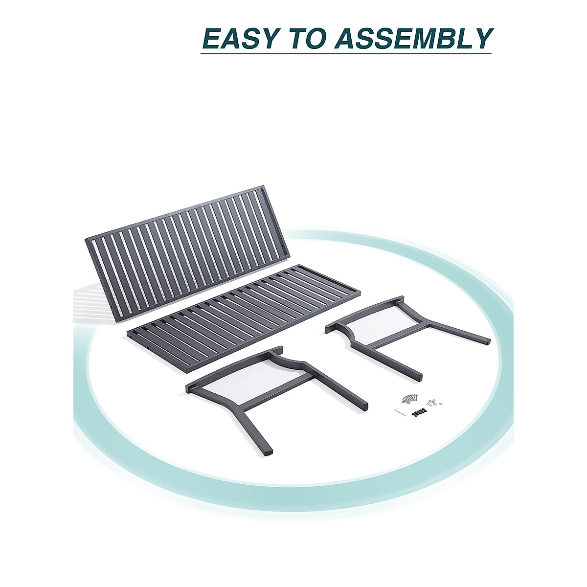 Mutaomay Outdoor Bench, 52" Aluminum Frame 3-Person Patio Garden Bench with Anti-Rust, Porch Bench Furniture Memorial Benches for Outdoors Park, Lawn, Deck Weathered 660LBS Weight Capacity