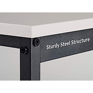 Cubiker Computer Desk 47 inch Home Office Writing Study Desk, Modern Simple Style Laptop Table with Storage Bag, White